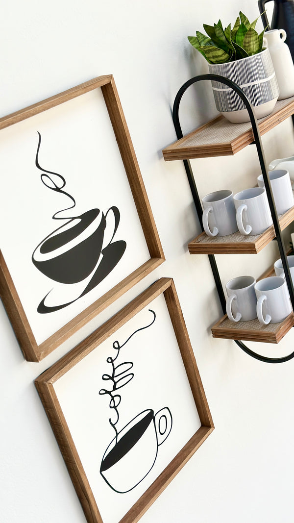 Coffee Wooden Frame Wall Art - Decora Home