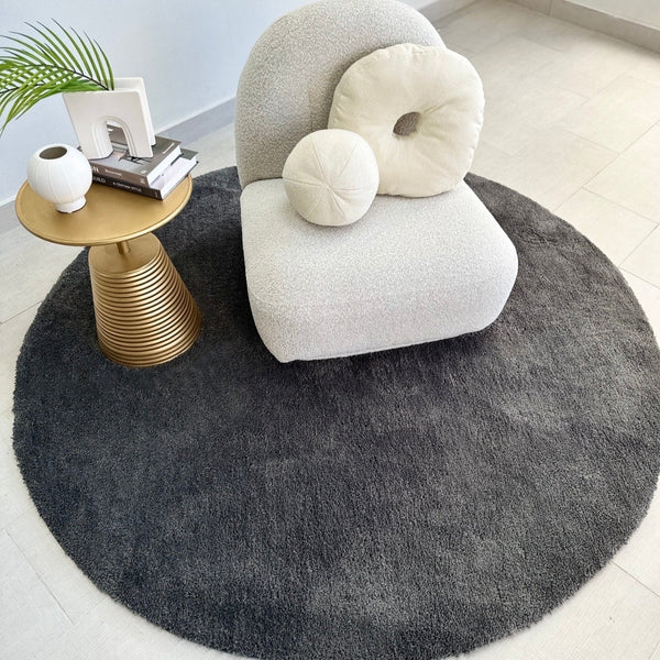 Super Soft Gray Round Shaggy Rug 6' - Decora Home