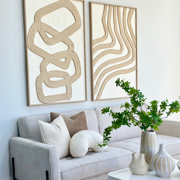 Papier-Mache Sand Waives Framed Wall Art - Decora Home