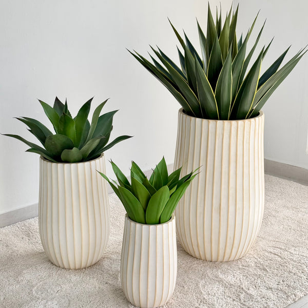 Brimstone Tall Fiber Clay Planter - Decora Home