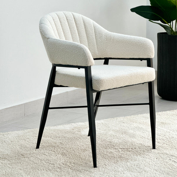 Coquette Boucle Bone White Arm Chair - Decora Home