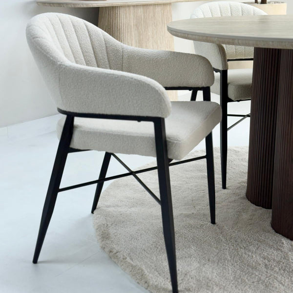 Coquette Boucle Bone White Arm Chair - Decora Home