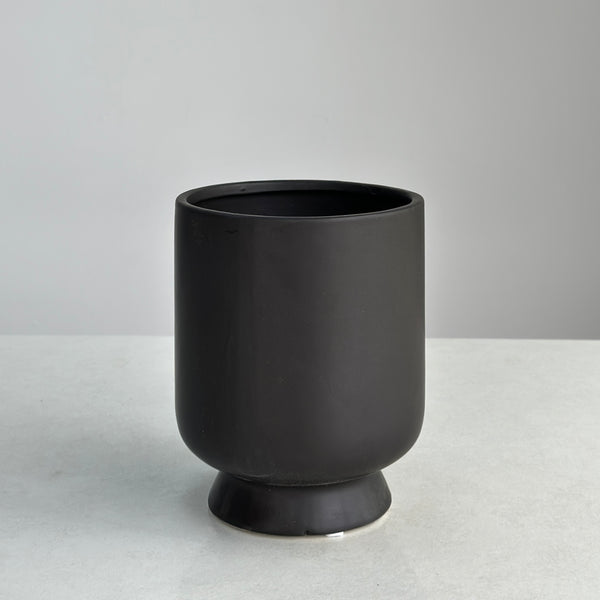 Ceramic Black Round Bellied Pot - Decora Home
