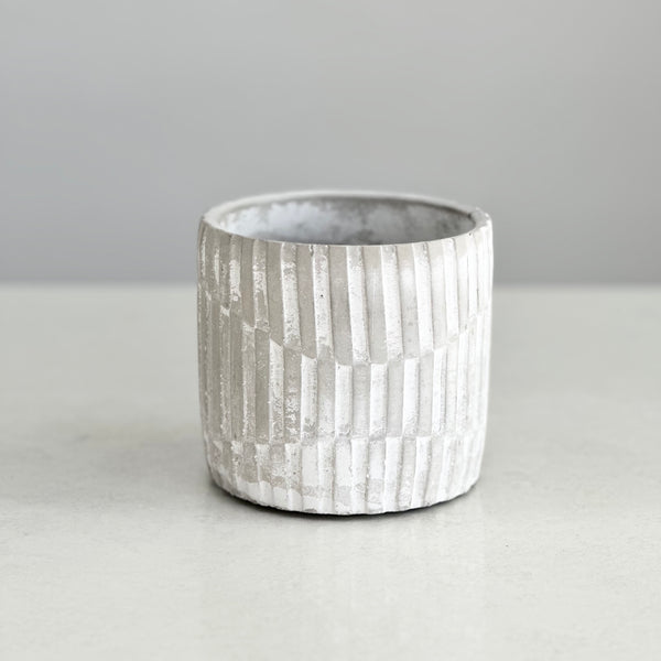 Cement Round Pot Geometric Design - Decora Home