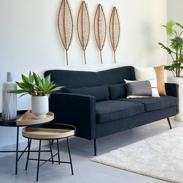 V Shape Black Fabric Sofa - Decora Home