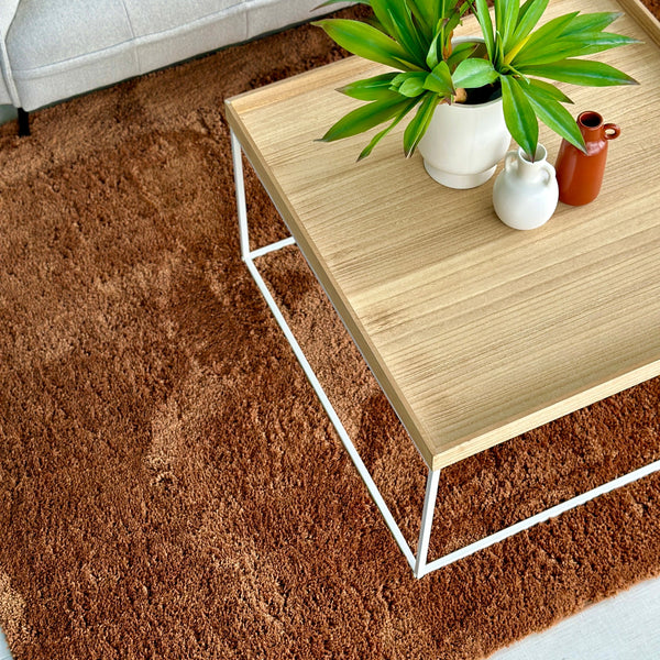 Super Soft Shaggy Cognac Rug 5' x 8' - Decora Home