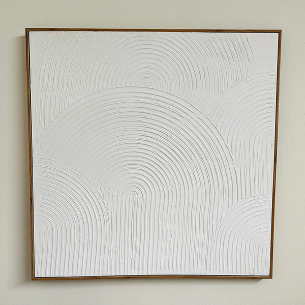 Textured Mid Century White Arcs Canvas Wall Art - Decora Home Textured Mid Century White Arcs Canvas Wall Art - Decora Home