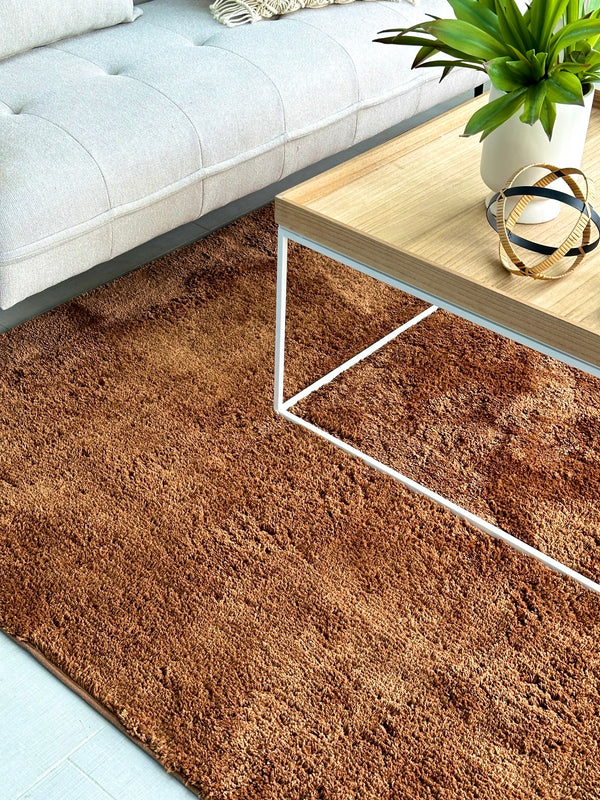 Super Soft Shaggy Cognac Rug 5' x 8' - Decora Home