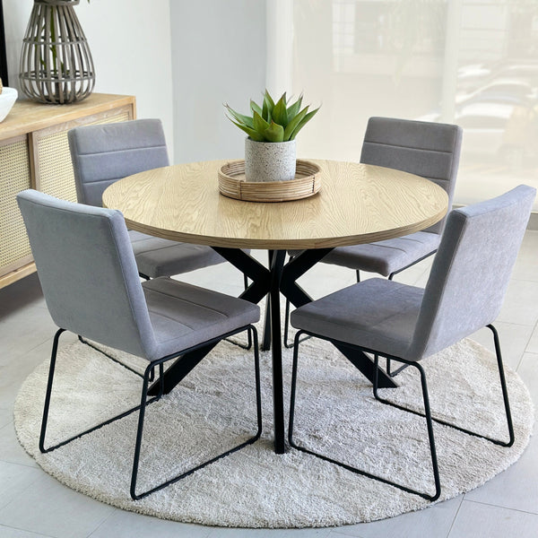 Radius Round Natural Top Dining Table Black Legs - Decora Home