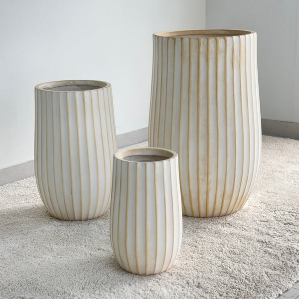 Brimstone Tall Fiber Clay Planter - Decora Home