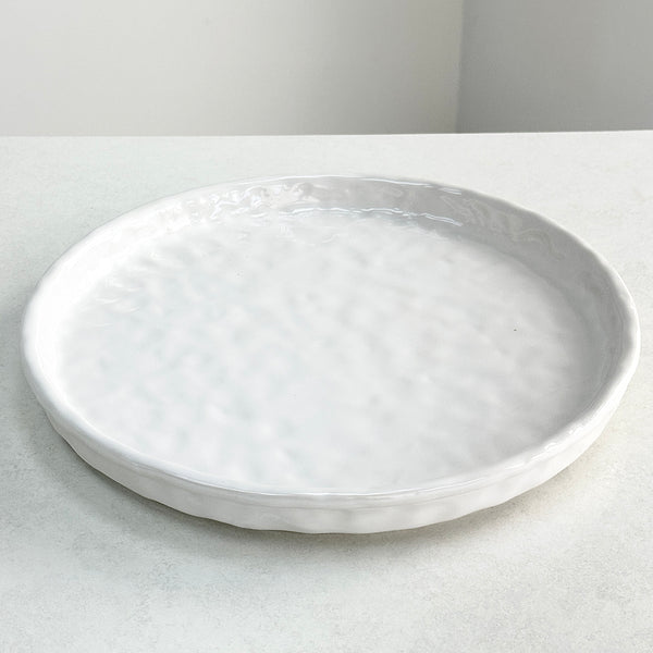 Textured Ceramic White Plate - Decora Home