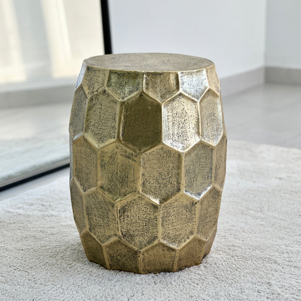 Honeycomb Gold Wash Side Table - Decora Home