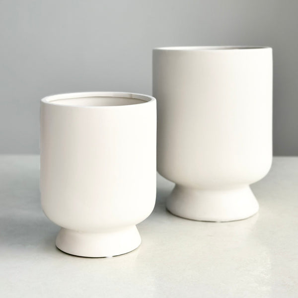 Ceramic White Round Bellied Pot - Decora Home