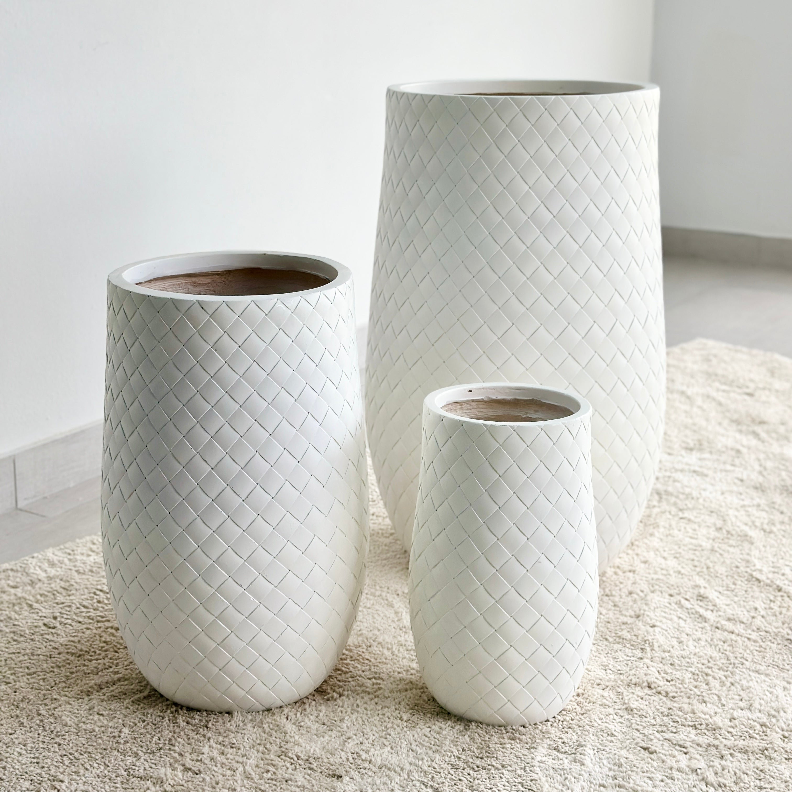 Jade Waved Tall Fiber Clay Planter - Decora Home