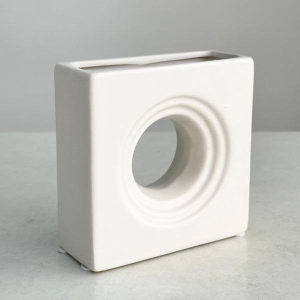 Ceramic Rectangle White Vase - Decora Home