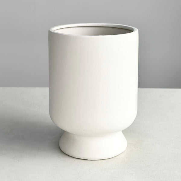 Ceramic White Round Bellied Pot - Decora Home