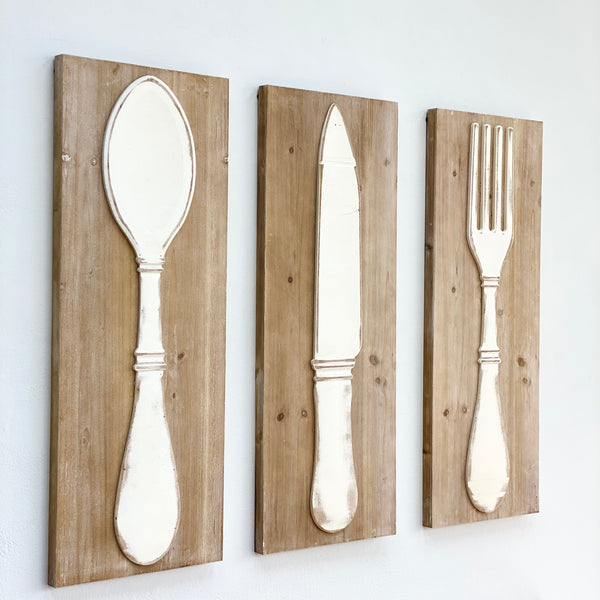 Knife Fork and Spoon Wood Wall Decor Set - Decora Home