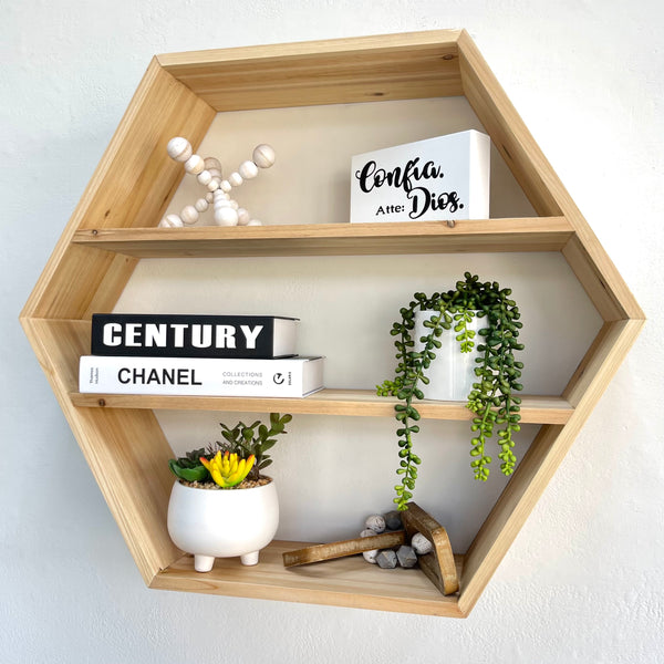 Hexagon Natural Wooden Shelf - Decora Home