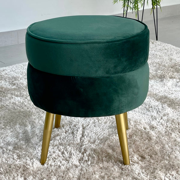 Velvet Smooth Green Ottoman - Decora Home