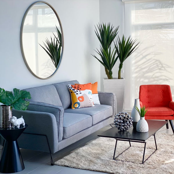 Moderna Metal Silver Frame 48" Round Mirror - Decora Home