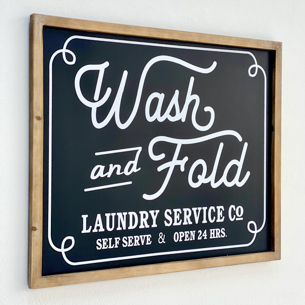 "Wash and Fold" Wood Rectangle Wall Art - Decora Home